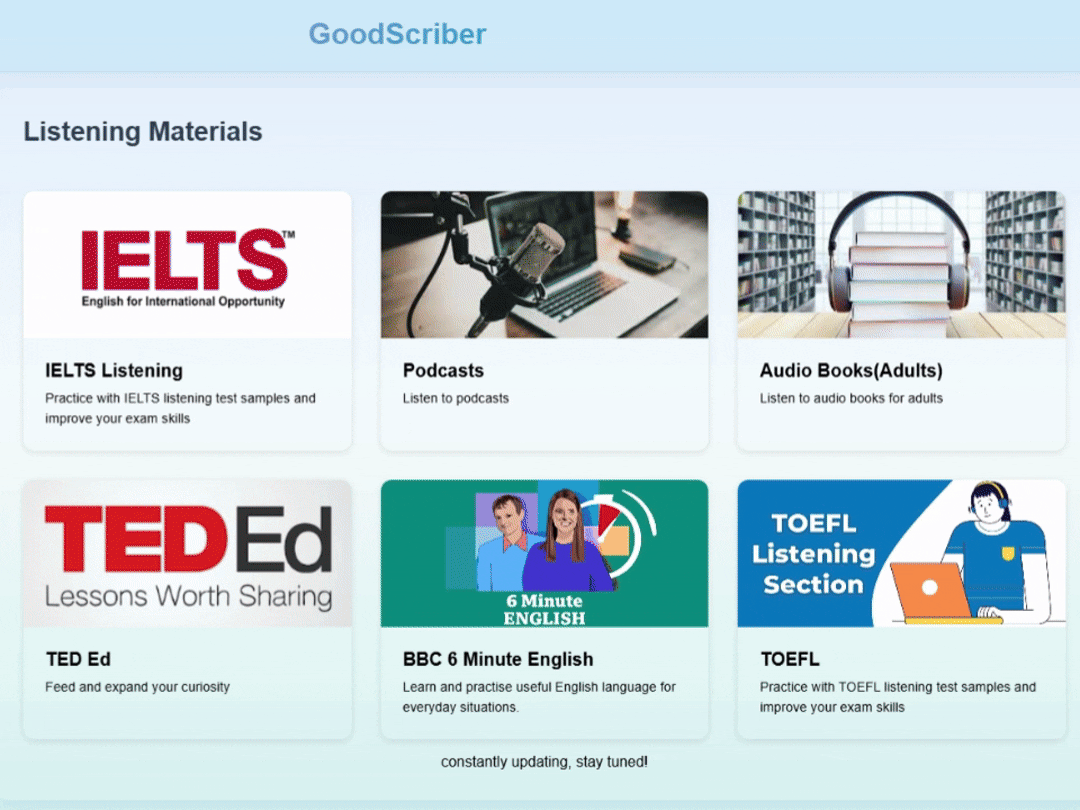 GoodScriber | Repeat After, Practice Listening and Speaking | Language ...